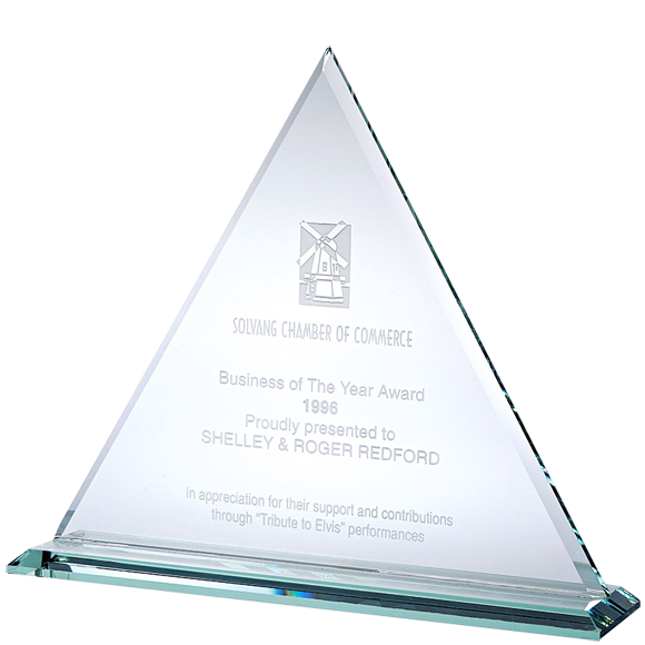 Premium Triangle Jade Glass Award | Engraved Glass Statue | Paradise Awards