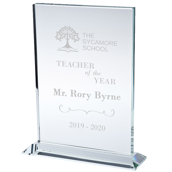 Vertical Glass Rectangle Award | Engraved Glass Statue | Paradise Awards