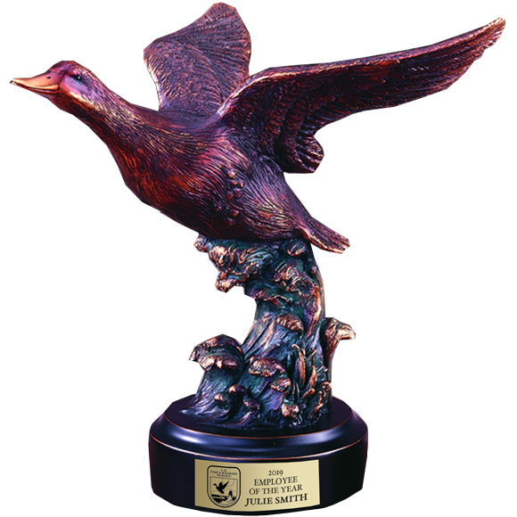 Bronze Flying Duck Trophy | Large Duck Award Statue | Paradise Awards