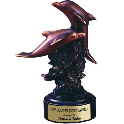 Two Swimming Dolphins Trophy | Marine Dolphin Award Statue | Paradise ...