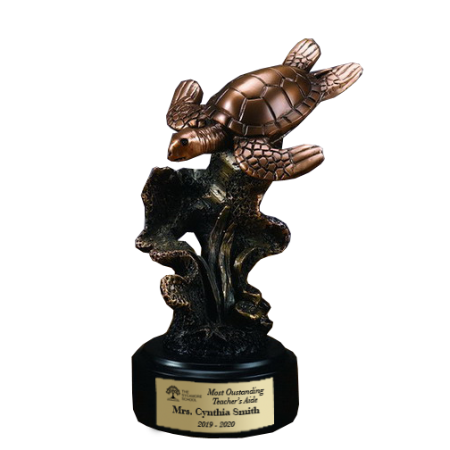 Bronze Sea Turtle Trophy | Marine Turtle Award Statue | Paradise Awards