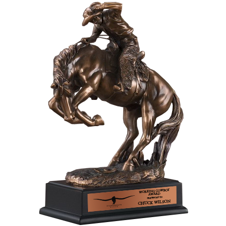 Cowboy Riding Bucking Horse Trophy | Bronze Western Cowboy Award Statue ...